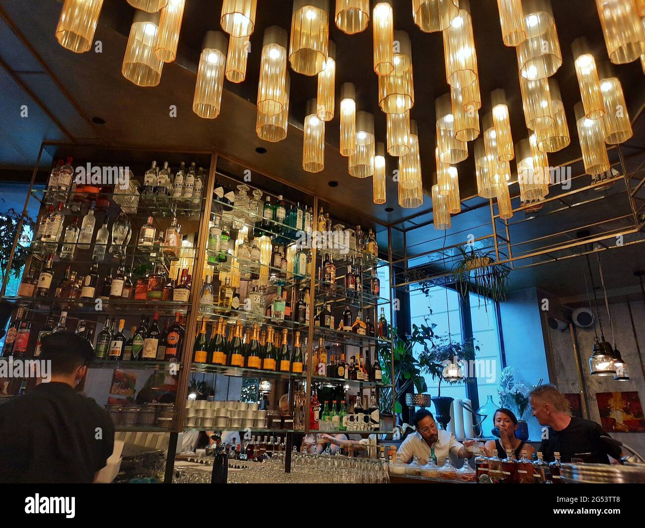 Berlin, Germany. 19th June, 2021. The bar at the opening of the Vietnamese restaurant Bless at ...