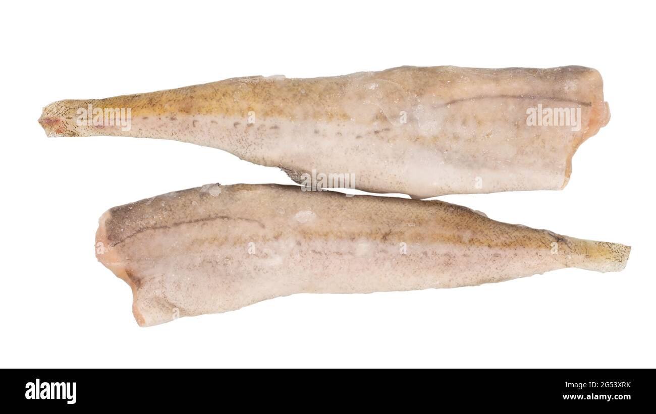 Fresh frozen hake or pollock isolated on white background. File ...