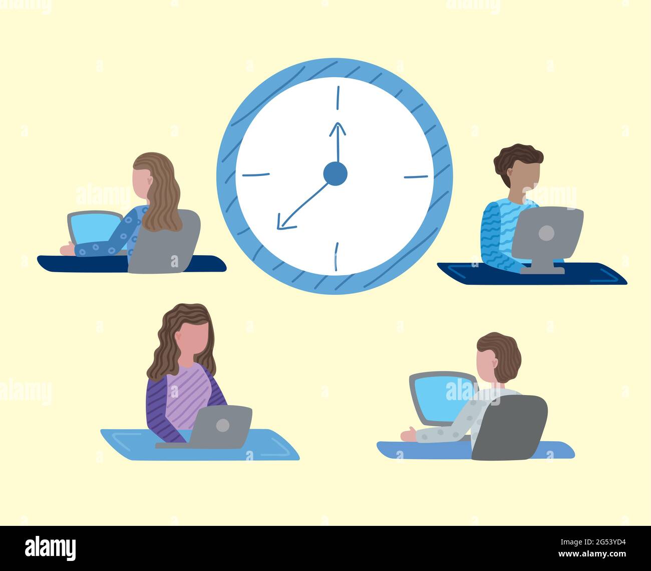 Productivity people set at desk with clock Stock Vector Image & Art - Alamy