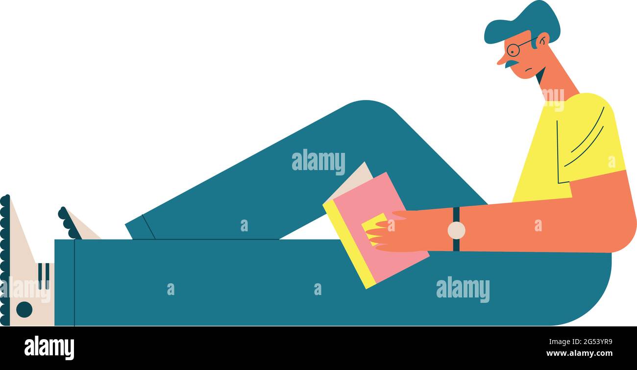 Man cartoon reading book on white background Stock Vector Image & Art ...