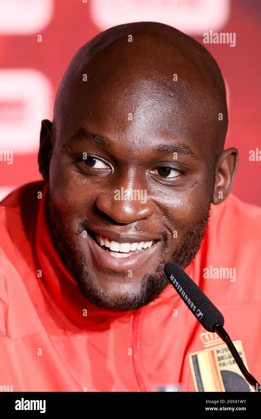 Belgium's Romelu Lukaku pictured during a press conference of the ...