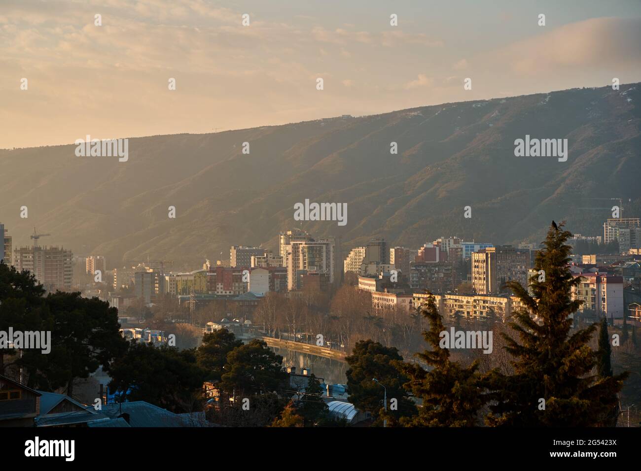 City landscape, architecture of Tbilisi. The capital of Georgia. Big ...