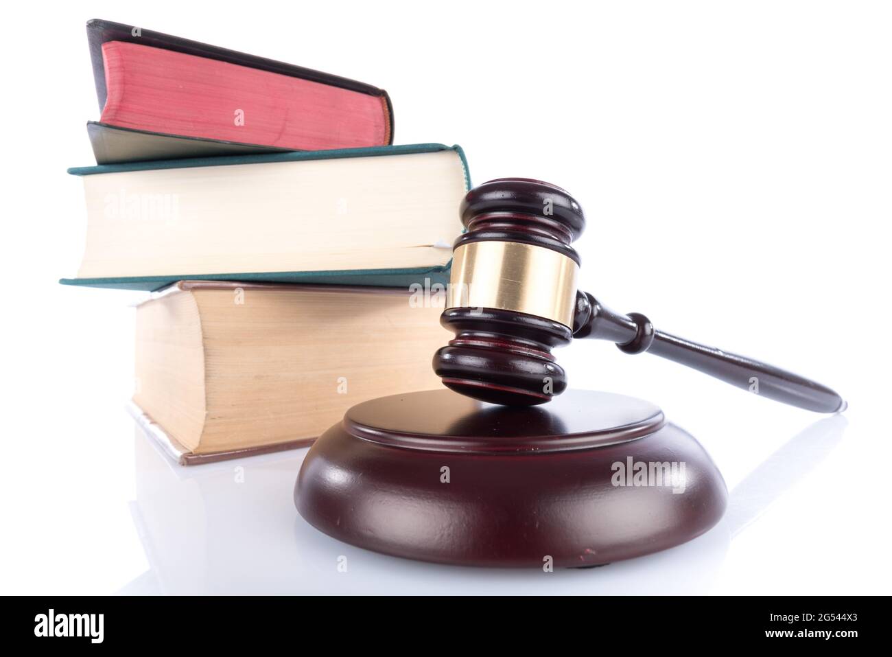 Judge hammer with law books, isolated on white Stock Photo - Alamy