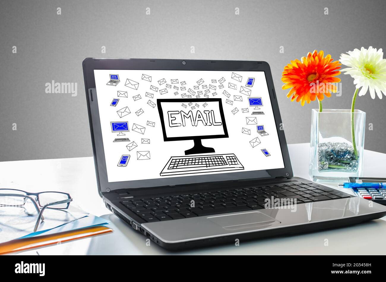 Laptop screen showing email concept Stock Photo - Alamy
