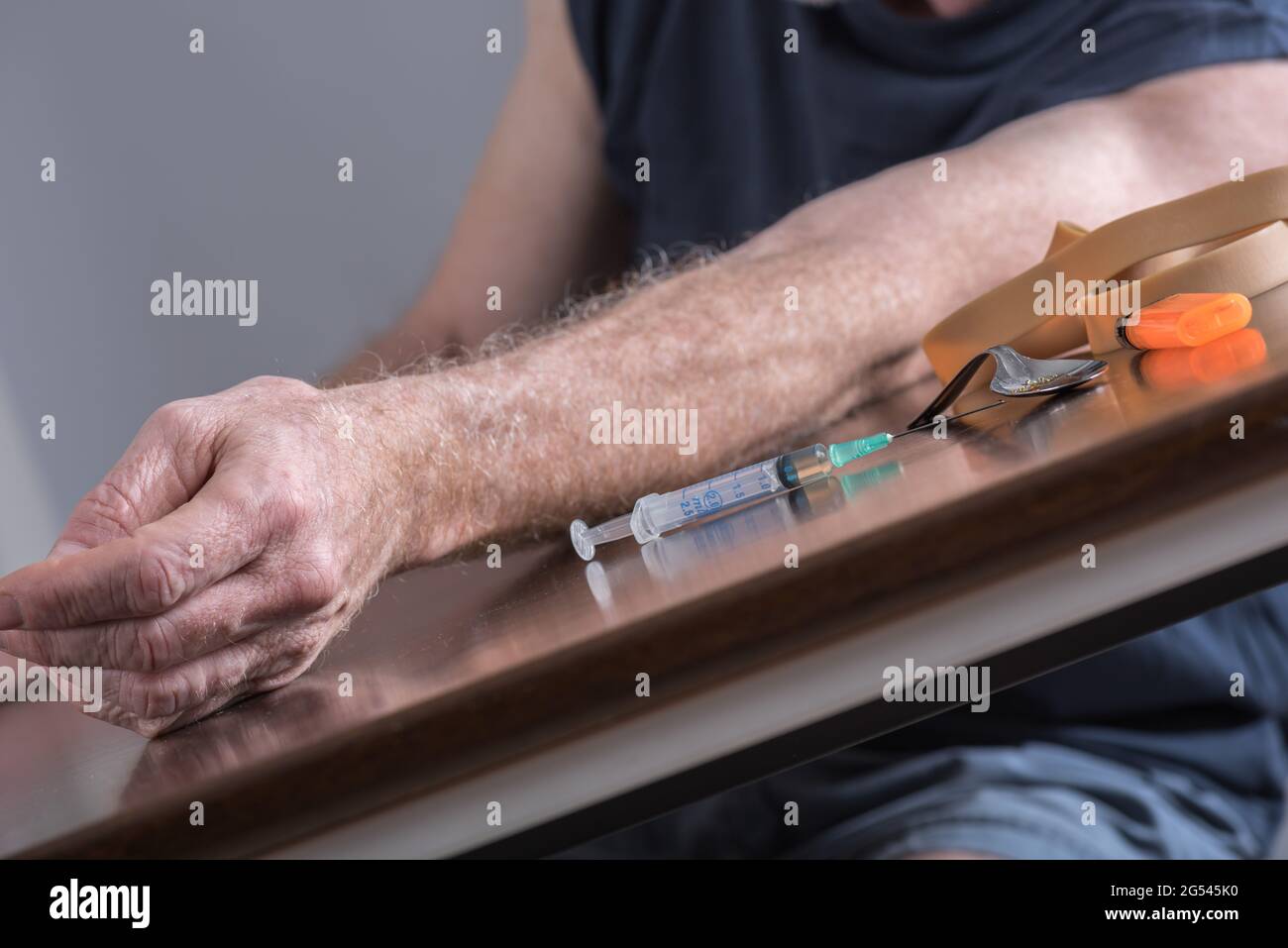 Narcotic drug abuse addict addiction syringe arm hi-res stock ...