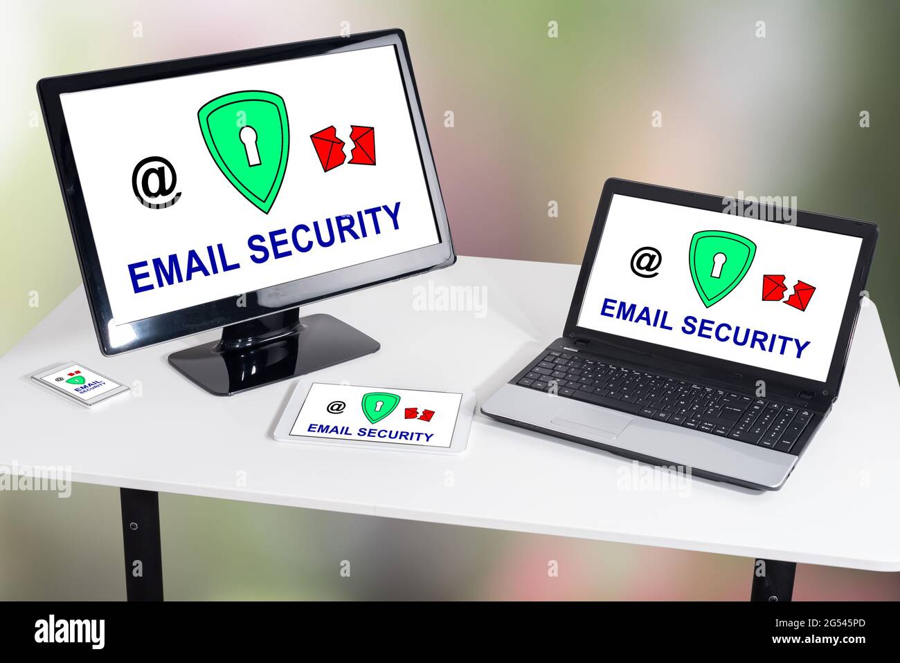 Email security concept shown on different information technology ...