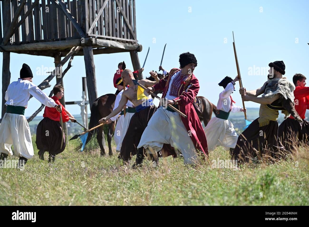 SVATOVE, UKRAINE- JUNE 19, 2021 - Actors of the Luhansk Regional ...