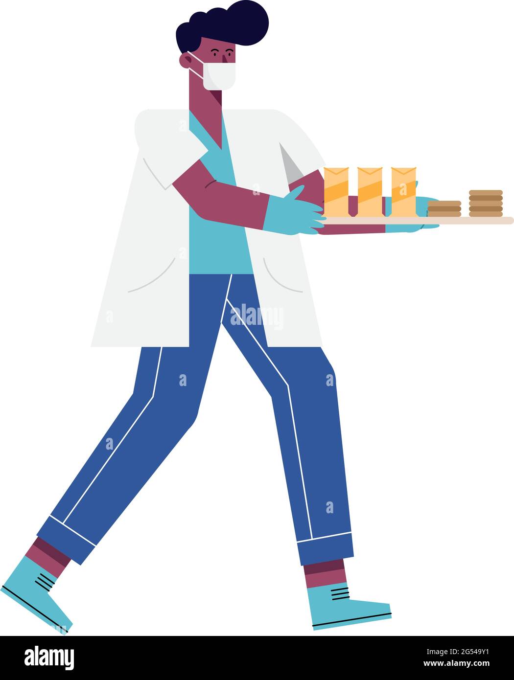 Man doctor with medical tray on white background Stock Vector Image ...