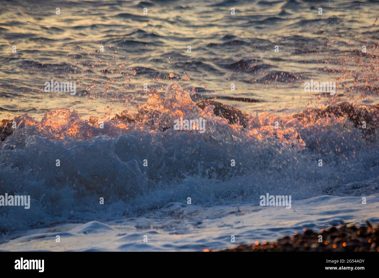 Summer sea sunset, the sun, waves and clouds, beautiful dramatic ...