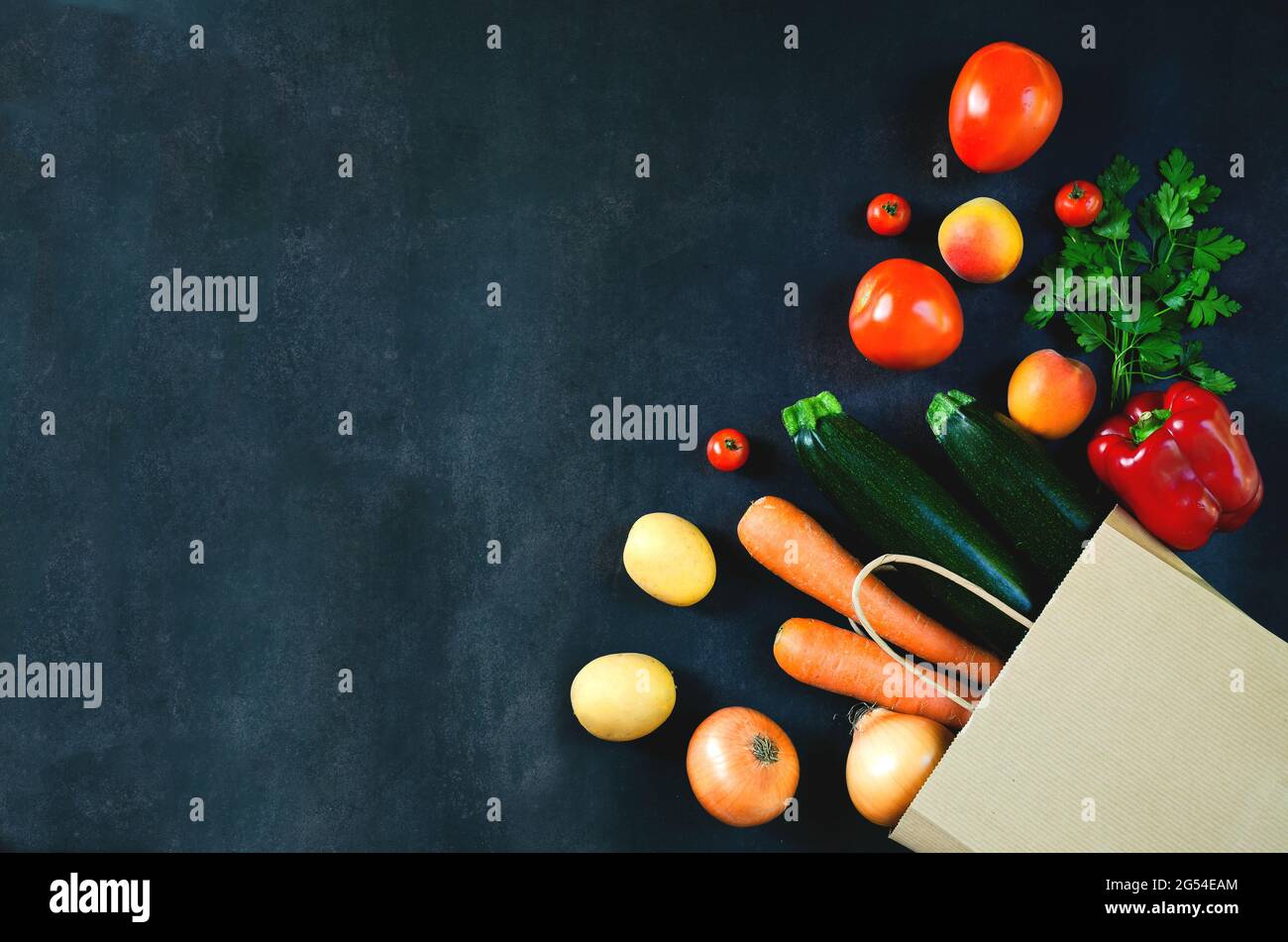Shopping or delivery healthy food concept. Food supermarket and clean ...