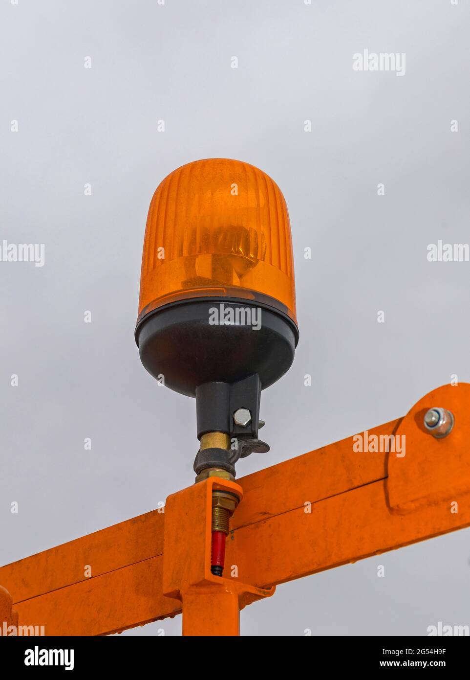 Rotating Amber Light Dome at Top of Construction Machine Stock Photo ...