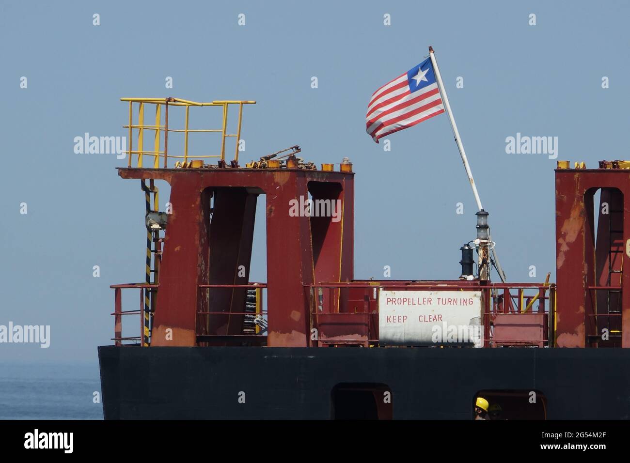 Flag of Liberia of ship's stern Stock Photo - Alamy