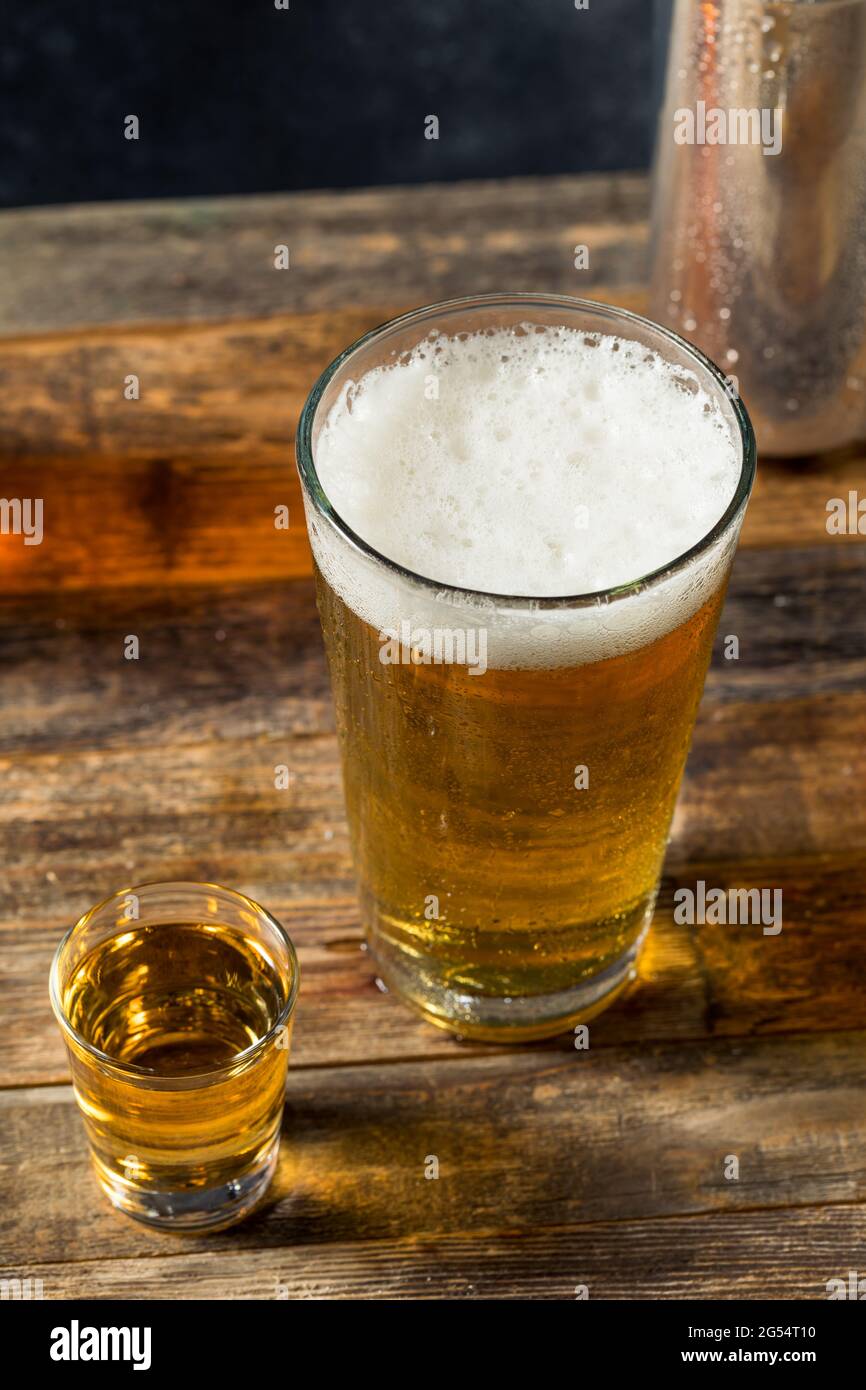 Refreshing Boozy Chicago Handshake Beer and a Shot Ready to Drink Stock ...