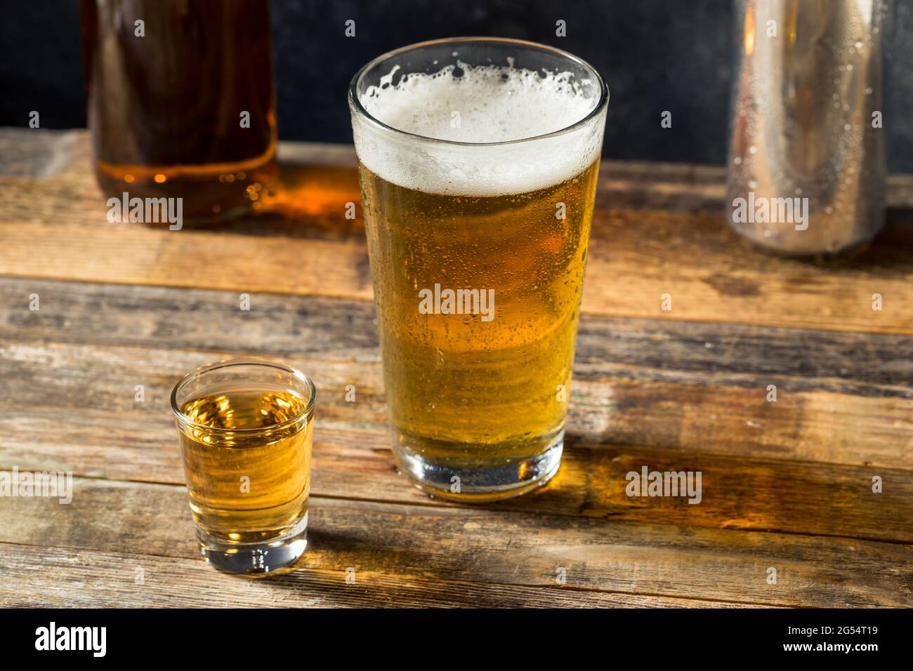 Refreshing Boozy Chicago Handshake Beer and a Shot Ready to Drink Stock ...