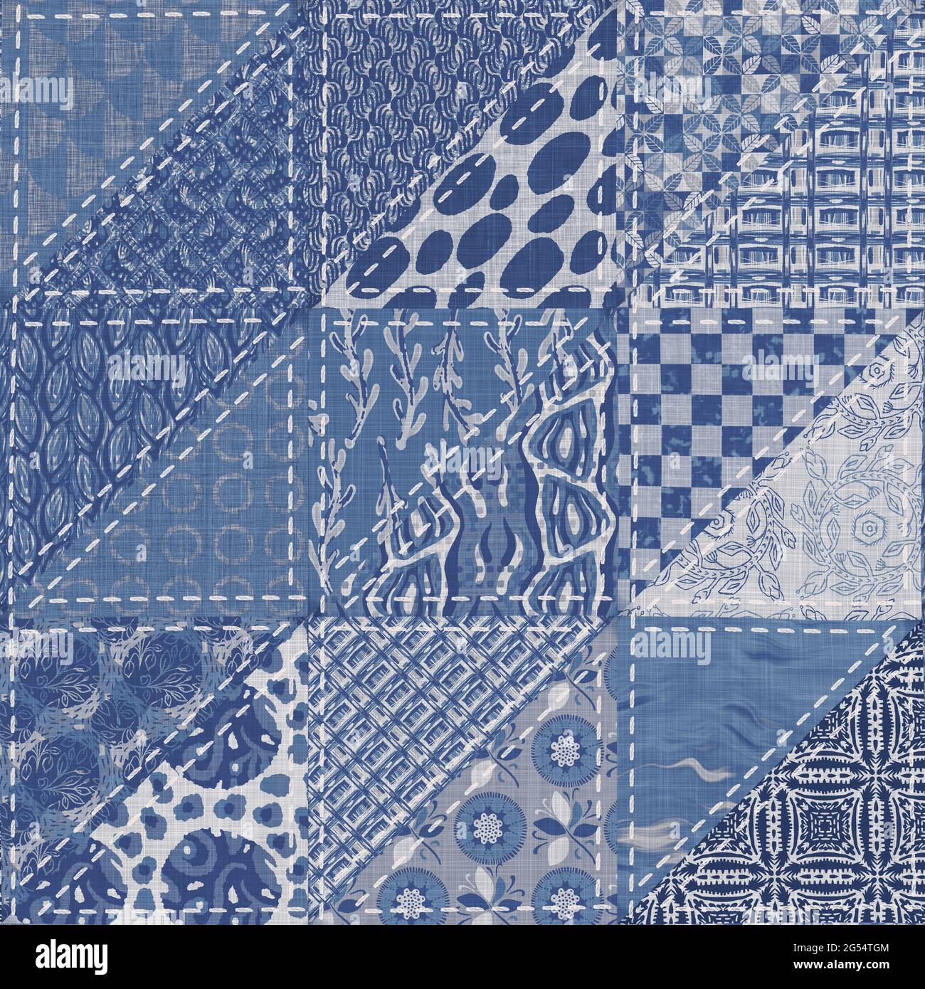 Denim western blue patchwork triangle woven texture. Indigo vintage ...