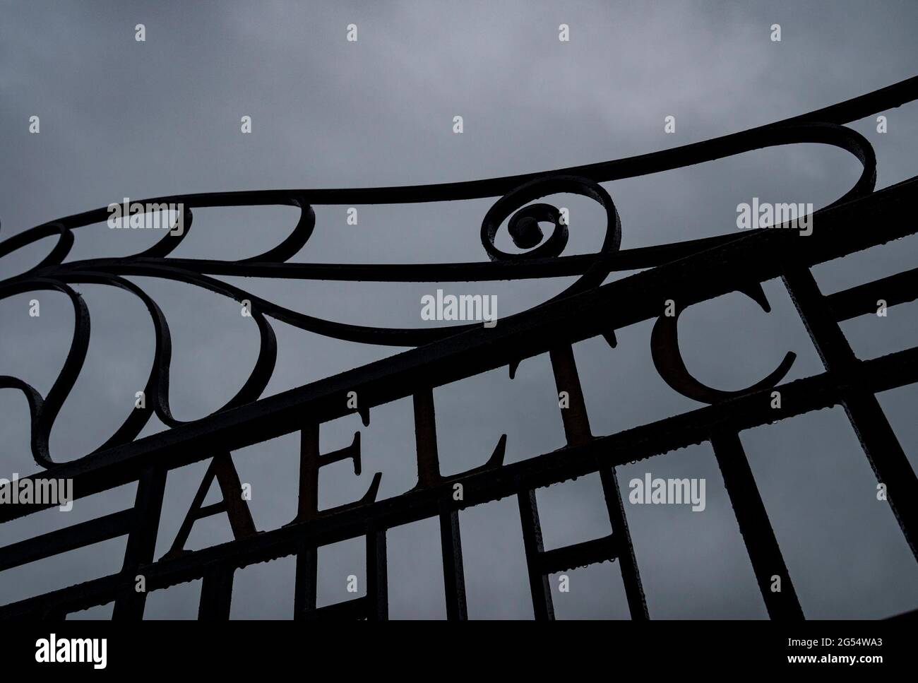 The AELTC lettering in the metal gates at the entrance to the grounds ...