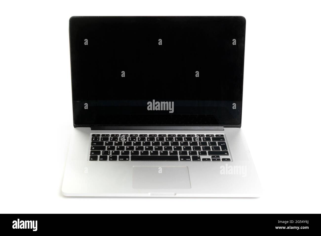 the isolated simple grey laptop on a white background Stock Photo - Alamy