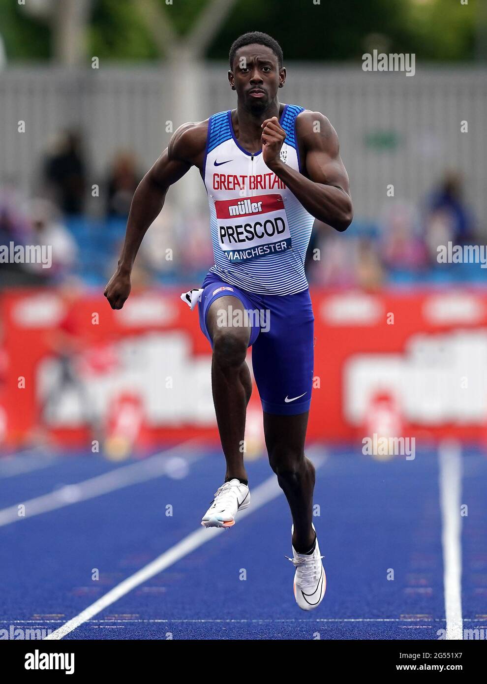Reece Prescod during the men's 100m heats during day one of the Muller ...