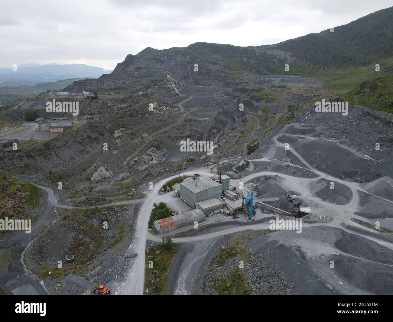 Blaenau Ffestiniog aerial image old slate mine and quarry Stock Photo ...