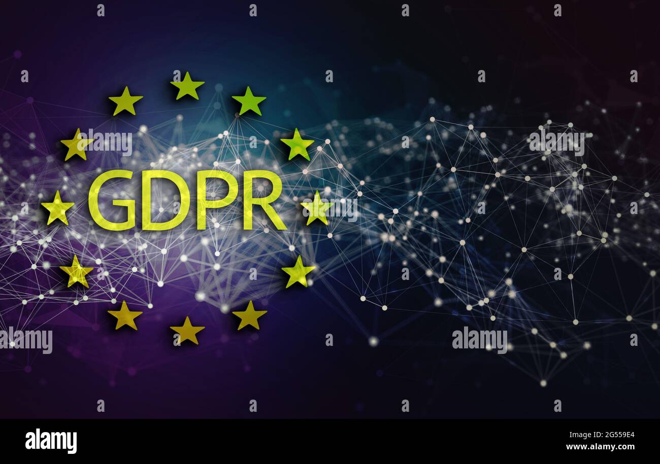 the abstract gdpr text word with european union stars symbol and lines ...