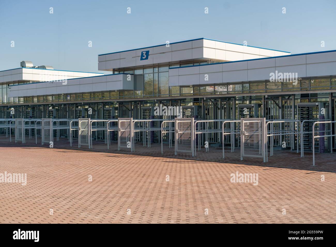 the football or soccer sport stadium gates entry with metal ...