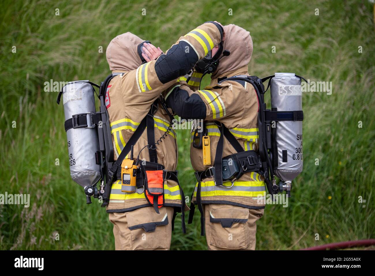 Fireman in South Wales Fire and Rescue service brigade. United Kingdom ...
