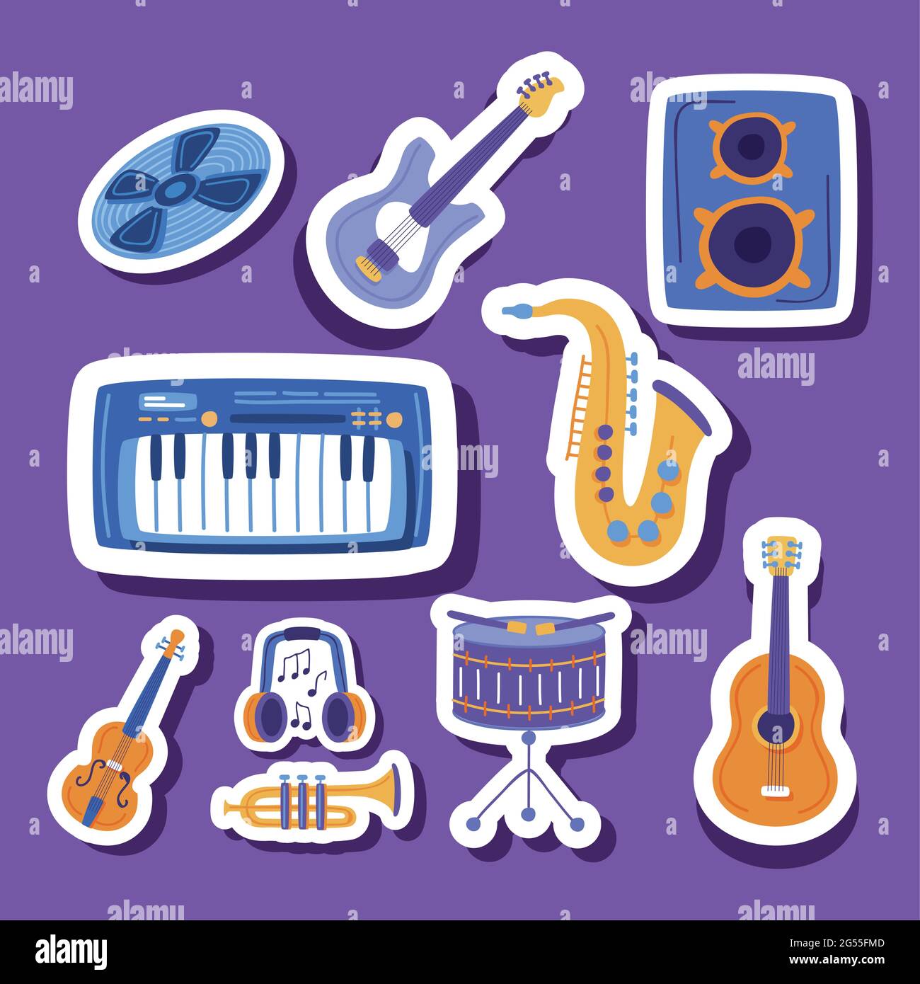 Music and instruments stickers set Stock Vector Image & Art - Alamy