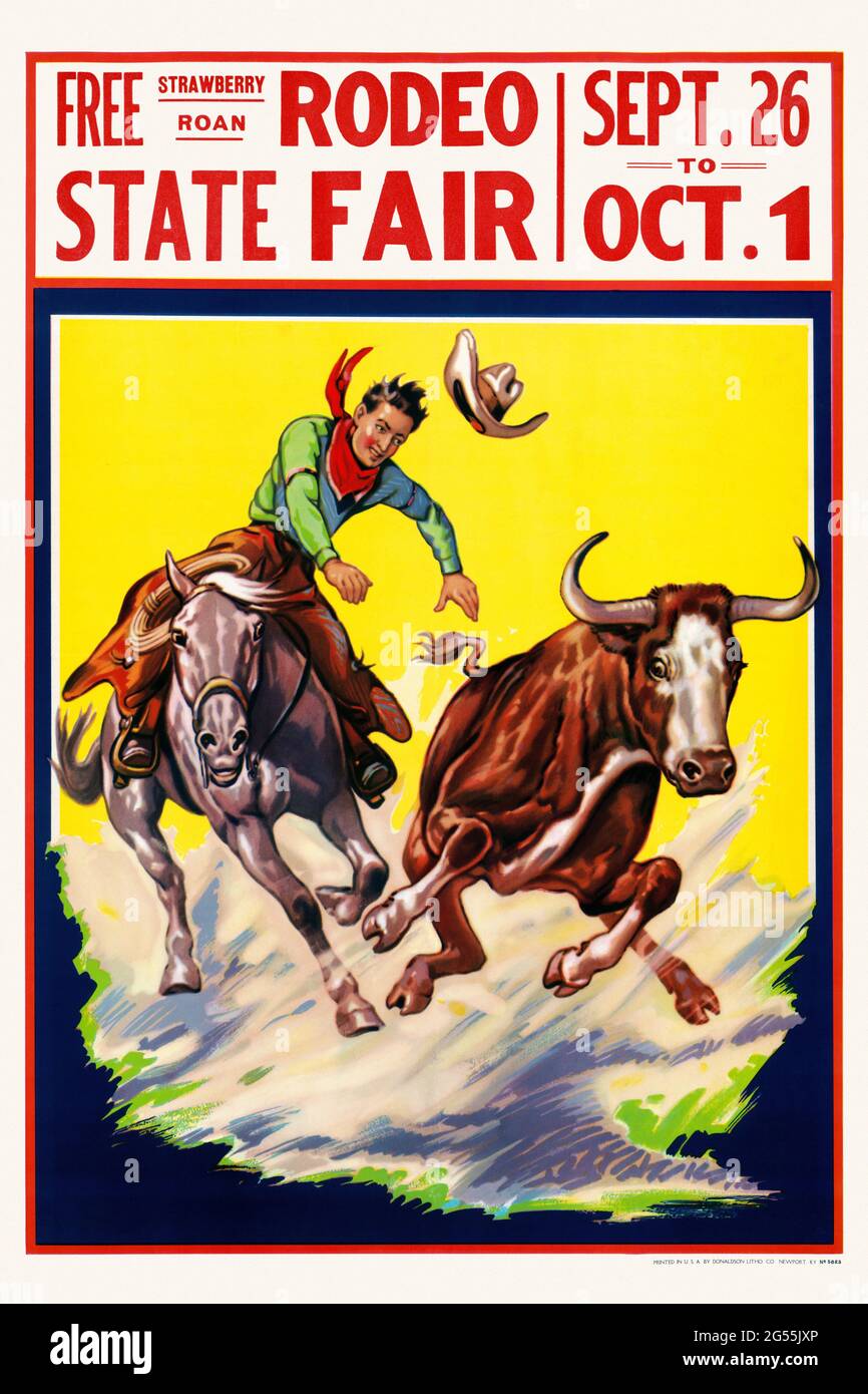 Free Strawberry Roan Rodeo State Fair by Donaldson Litho. Co. Restored ...