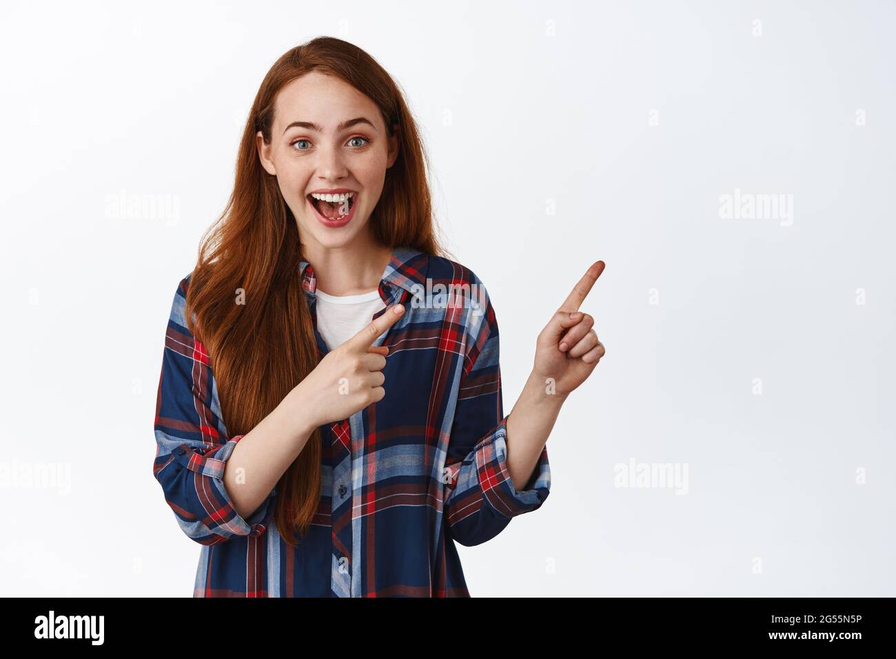 Business woman pointing hey showing hi-res stock photography and images ...