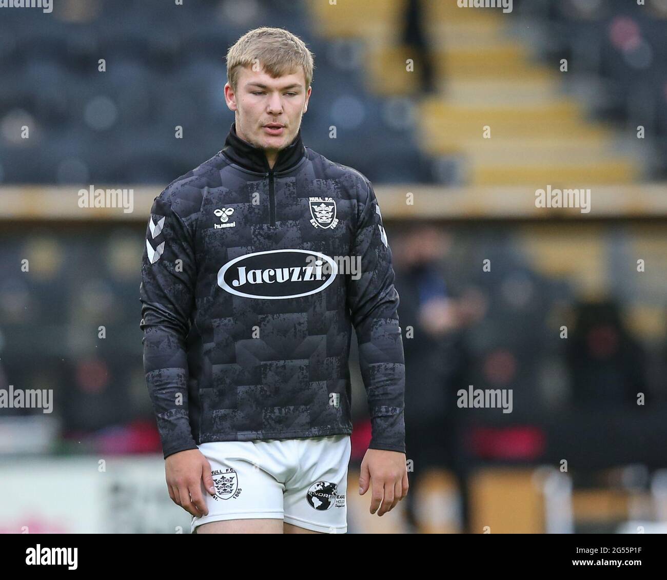 Aiden Burrell (31) of Hull FC during pre-game warm up before making his ...