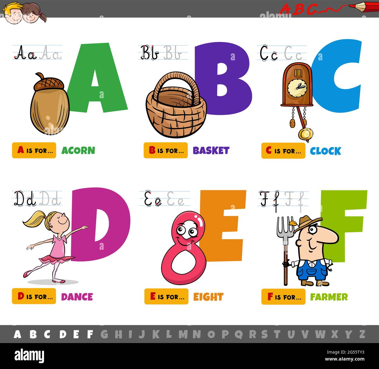 Cartoon illustration of capital letters from alphabet educational set ...