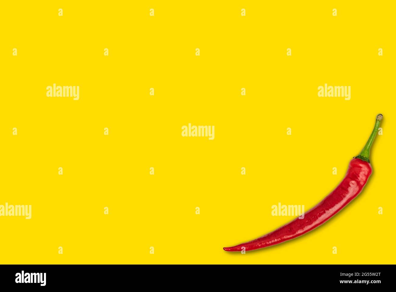 red hot pepper flat lay isolate on the flat surface, minimalist concept ...