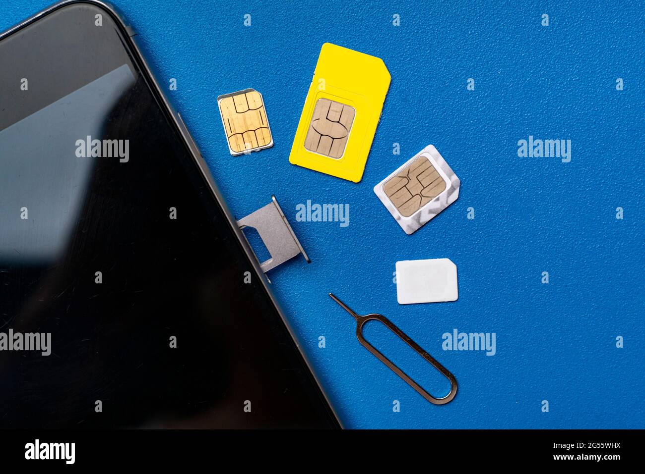 three various sim cards - nano, micro, mini and normal sim, 5g or 4g ...