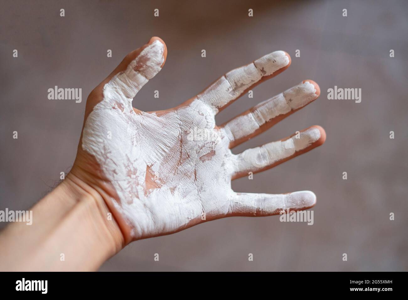 adult human palm hand draw by color paint Stock Photo - Alamy
