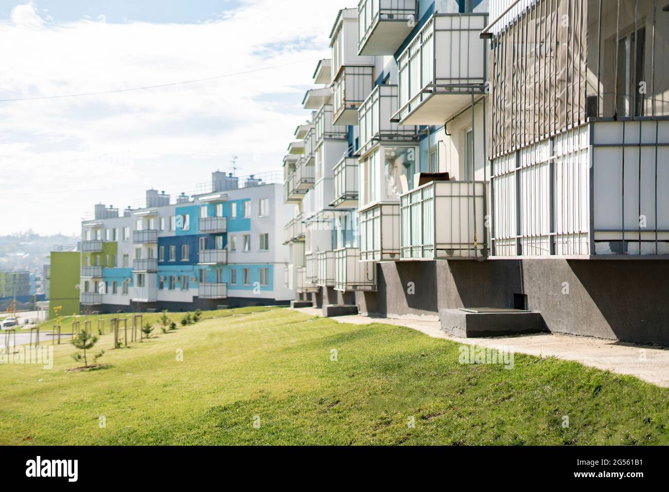 the modern apartment buildings block of flat, the district, yard ...