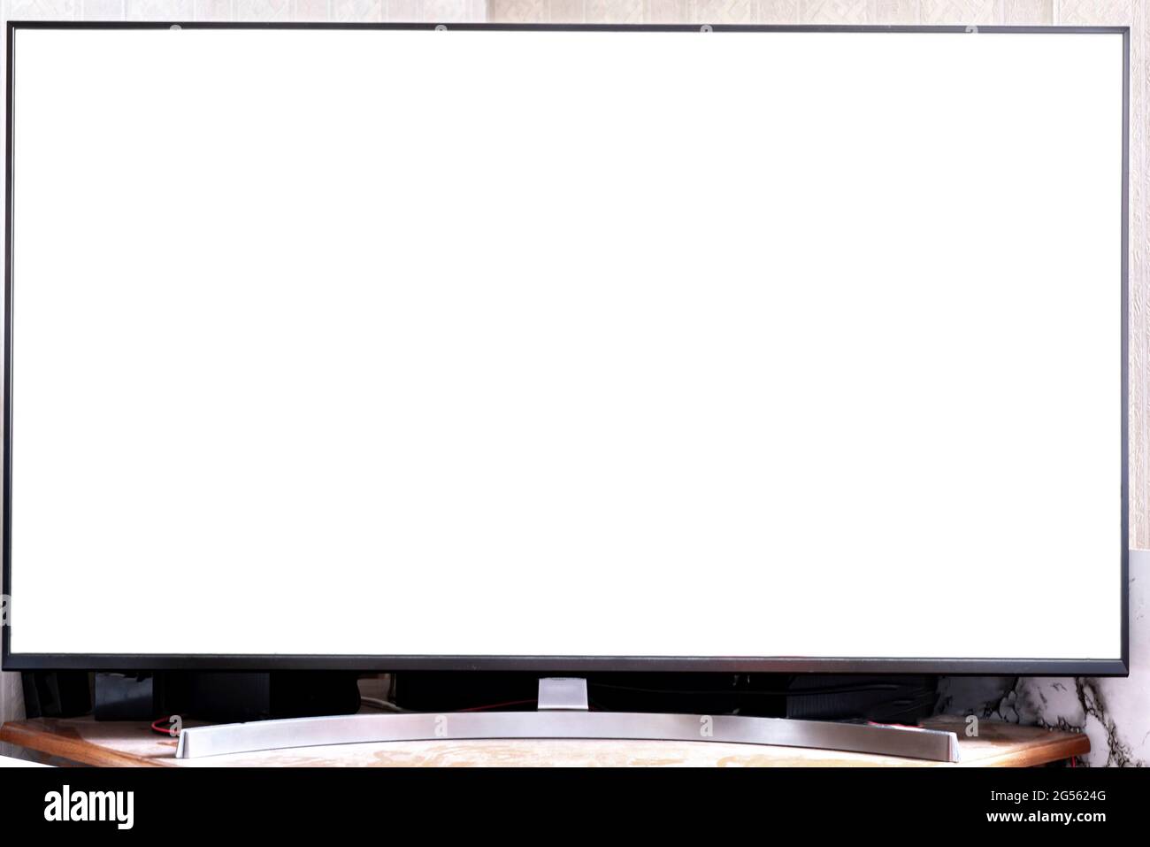 a modern wide tv screen monitor mockup copy space Stock Photo - Alamy