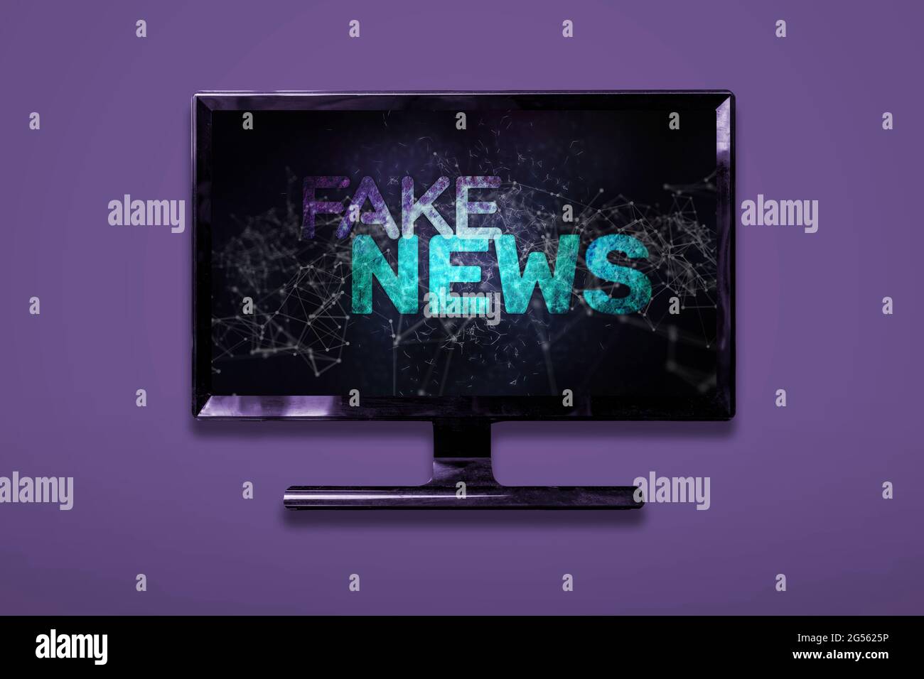 the tv screen with fake news show in the monitor, government media lie ...