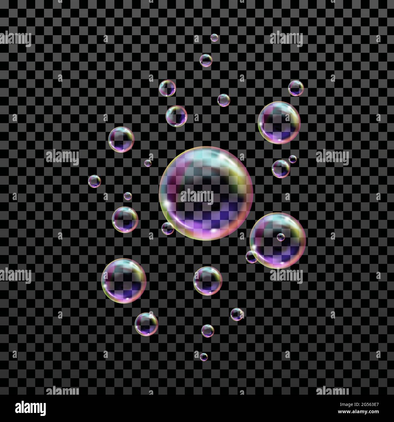 Realistic colored balls. Vector texture.Flying transparent soap bubbles ...