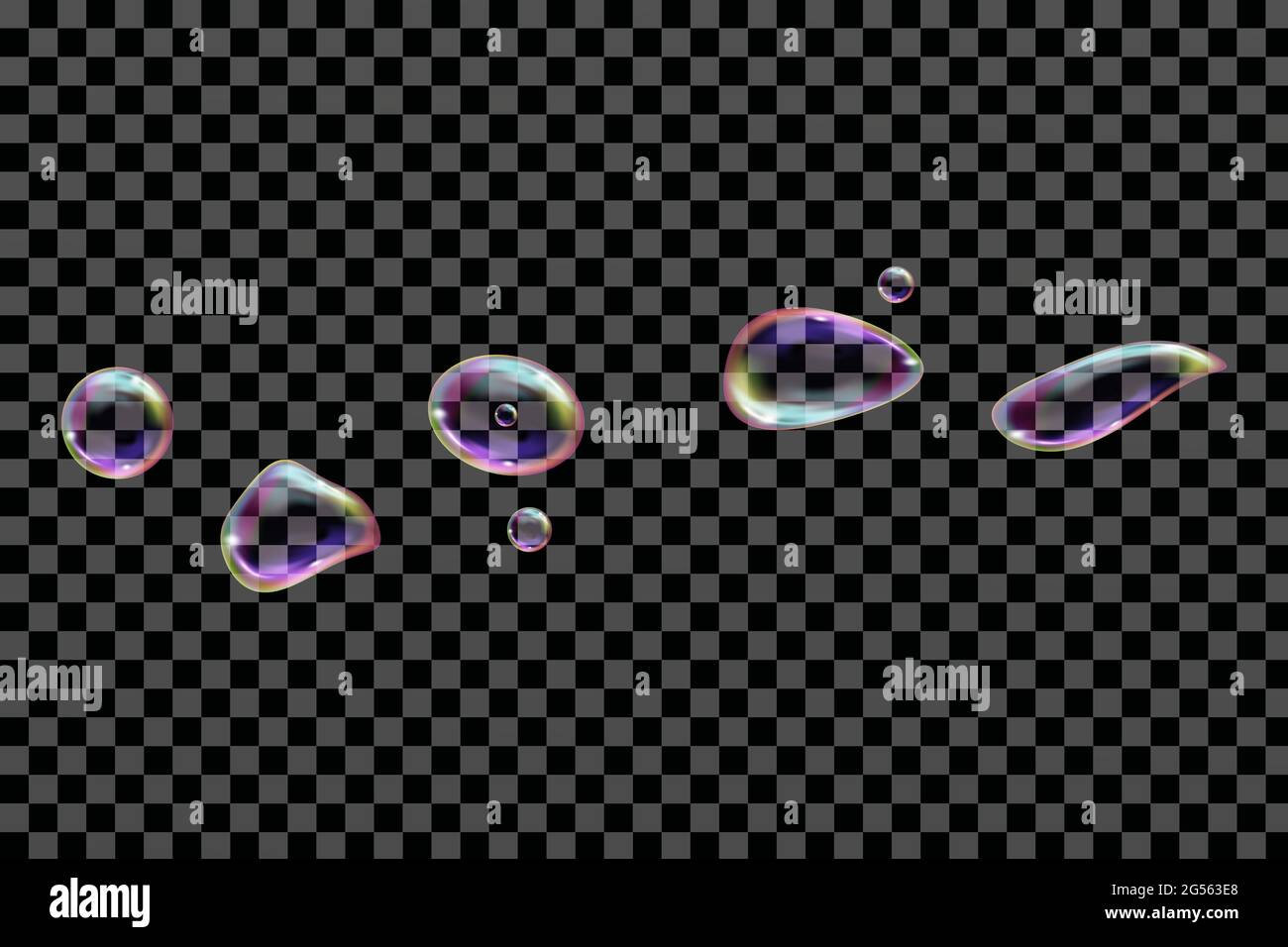 Realistic colored balls. Vector texture.Flying transparent soap bubbles ...