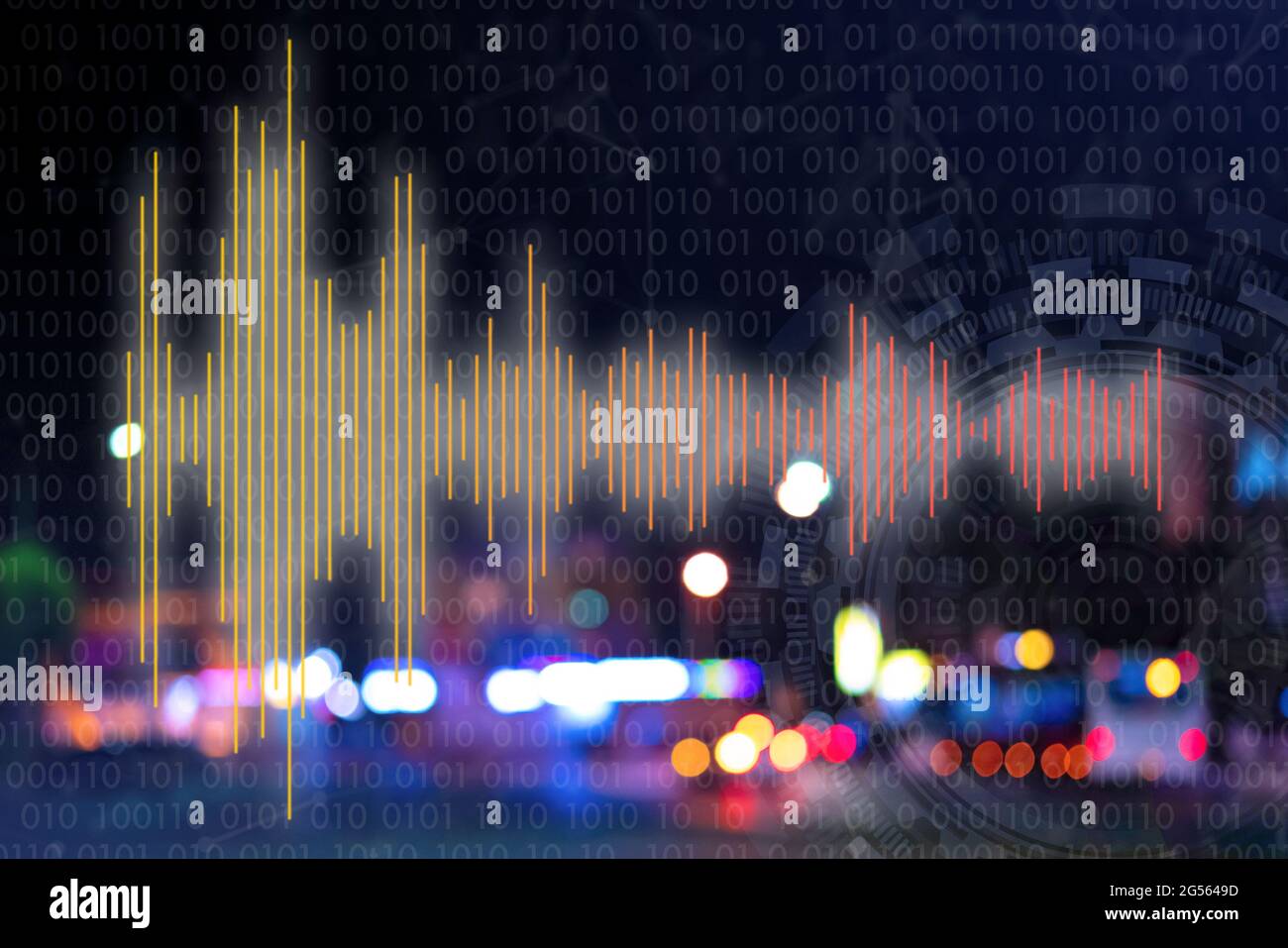 abstract digital audio signal graph spectrum, color technology ...