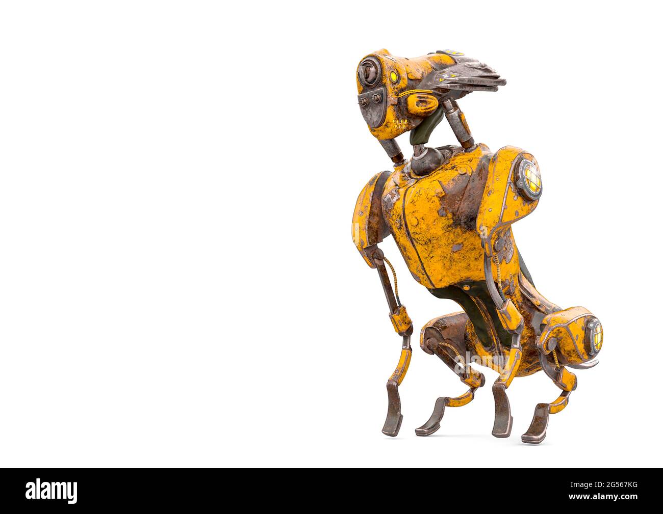cyber watchman dog in sit pose with copy space, 3d illustration Stock ...