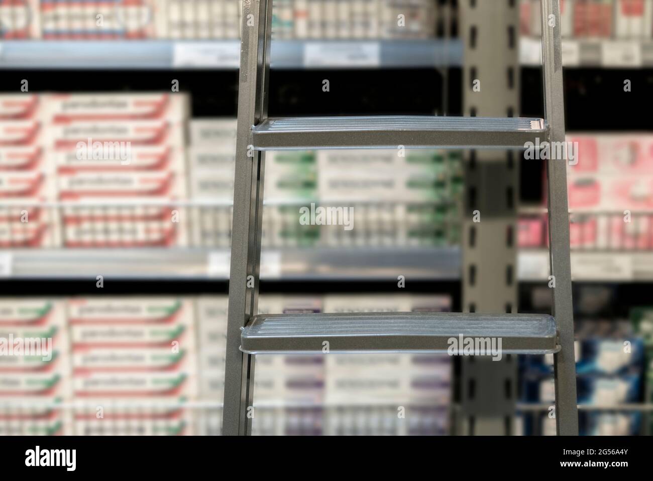 the empty ladder in warehouse, logistics in the factory storage Stock ...