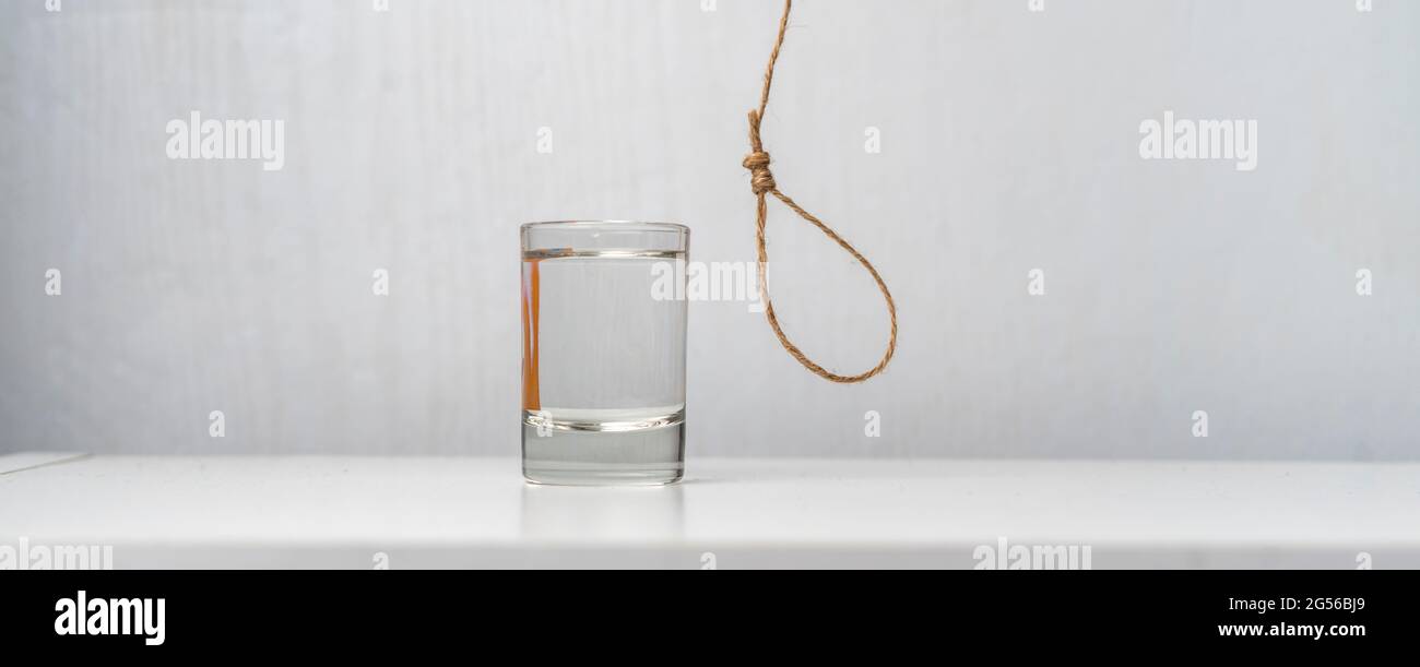 alcohol is killing your body, rope loop near the glass, alcoholism ...