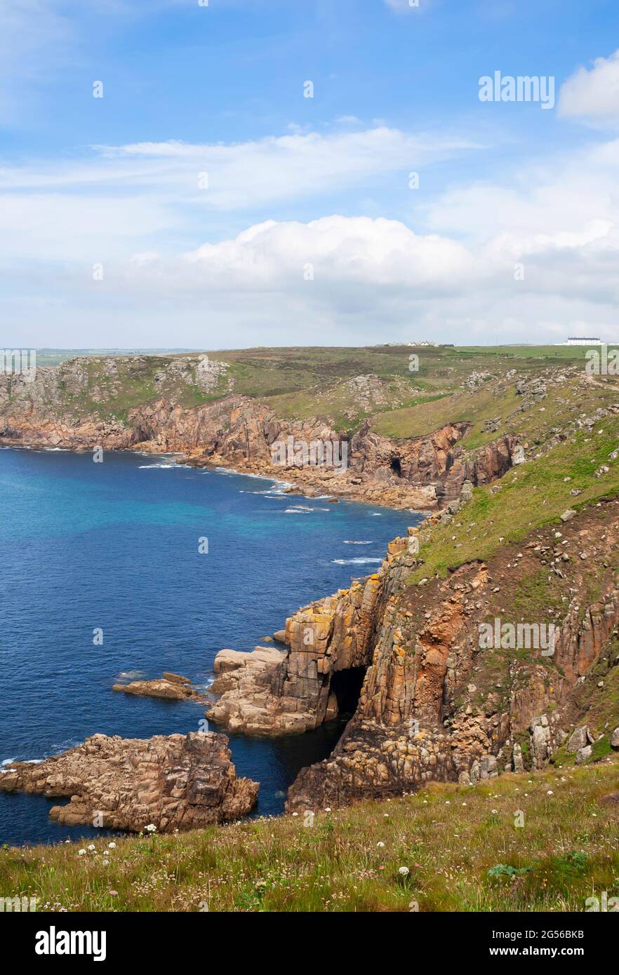 View of the Penwith Heritage Coast at Land's End, the westernmost point ...