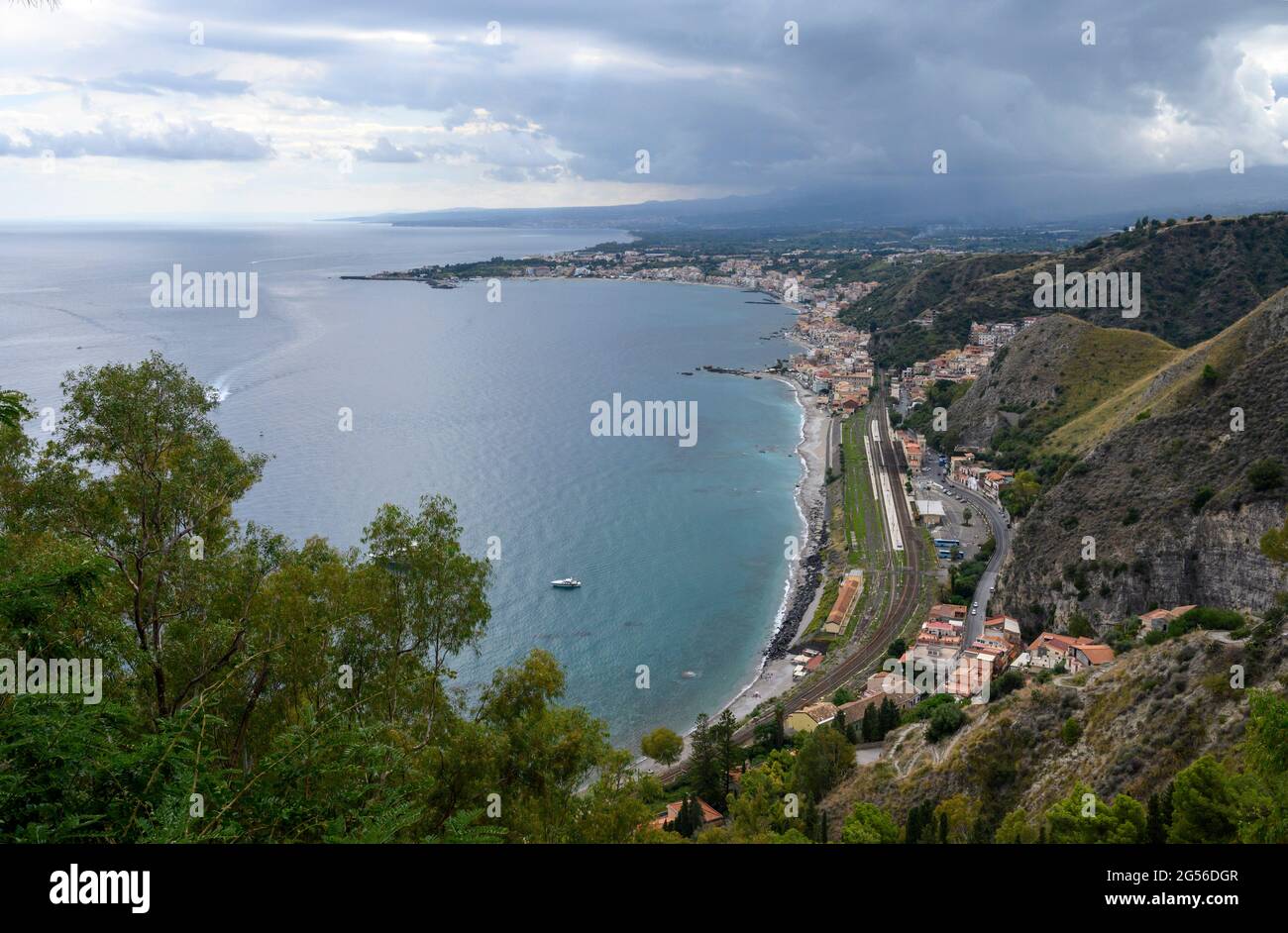View of Giardini-Naxos resort, Sicily, Italy Stock Photo - Alamy