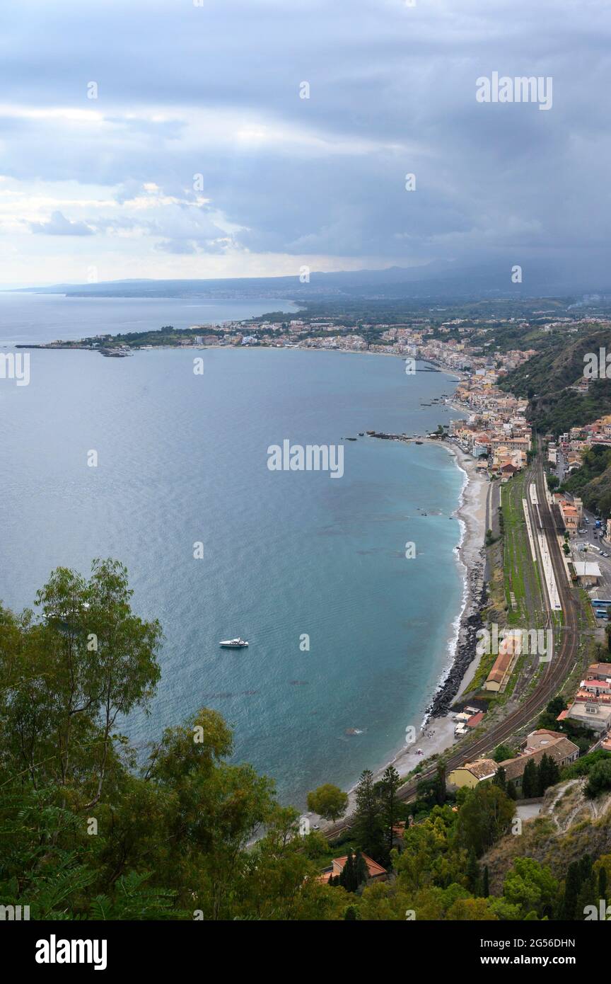 View of Giardini-Naxos resort, Sicily, Italy Stock Photo - Alamy
