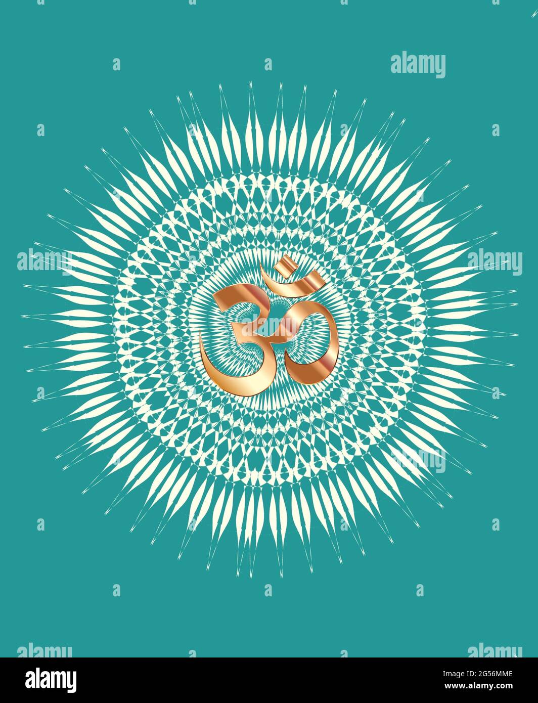 Om symbol with mandala isolated in color background Stock Photo - Alamy