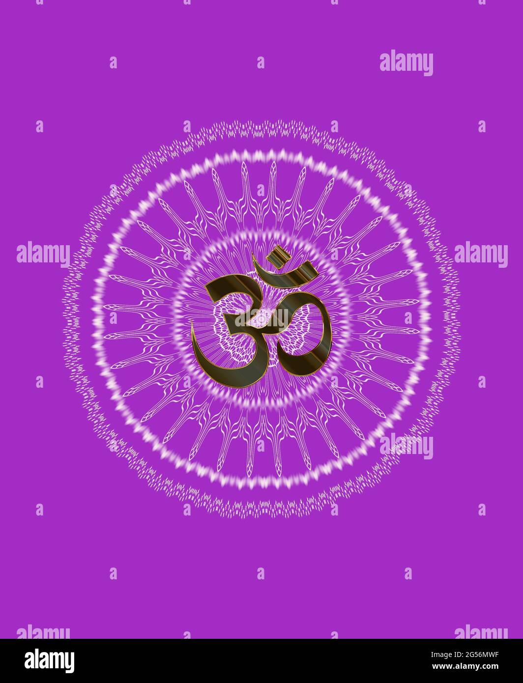 Om symbol with mandala isolated in color background Stock Photo - Alamy