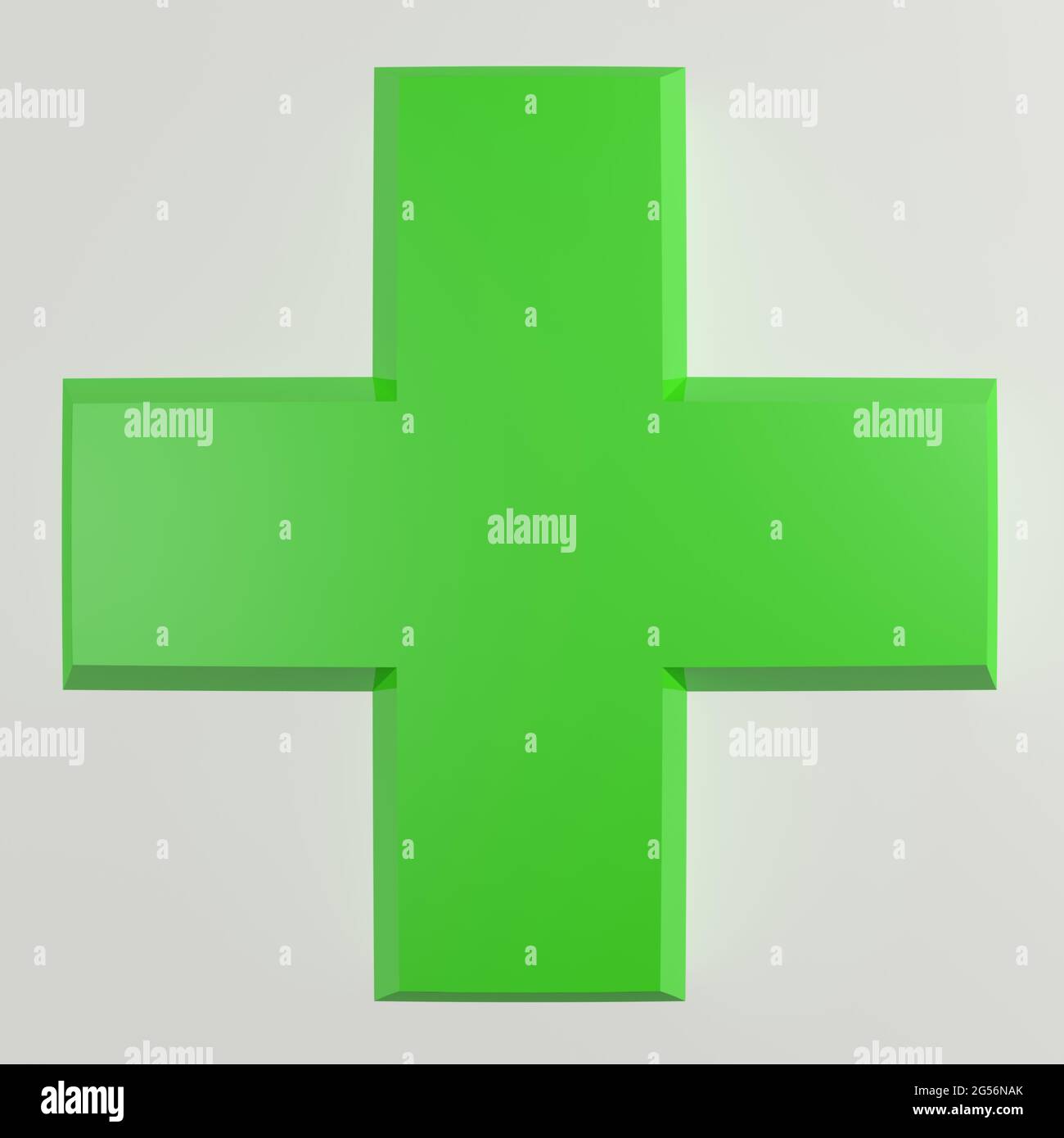 Green shiny cross on white background - 3D rendering illustration Stock ...