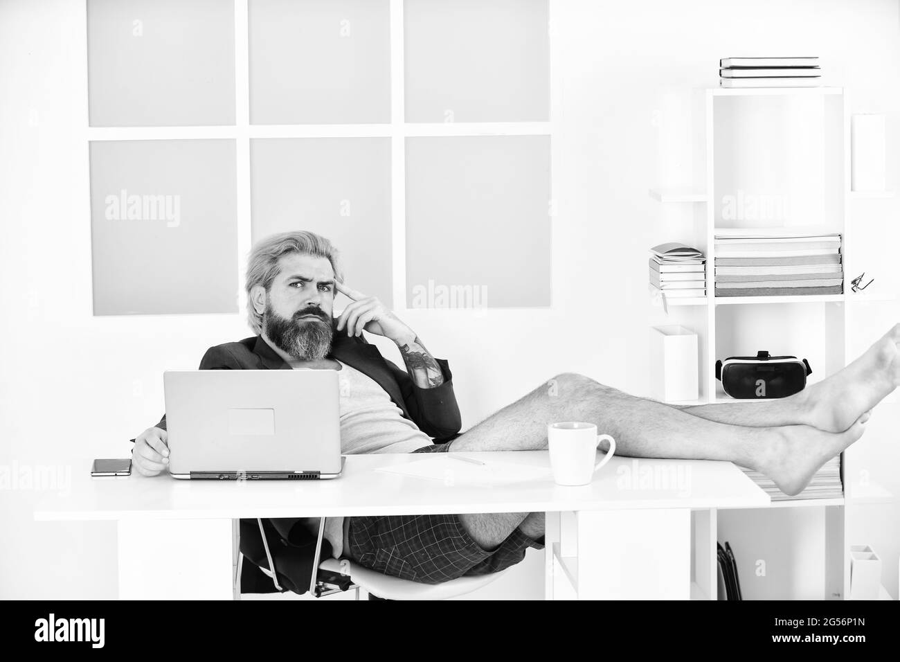 Office work barefoot Black and White Stock Photos & Images - Alamy